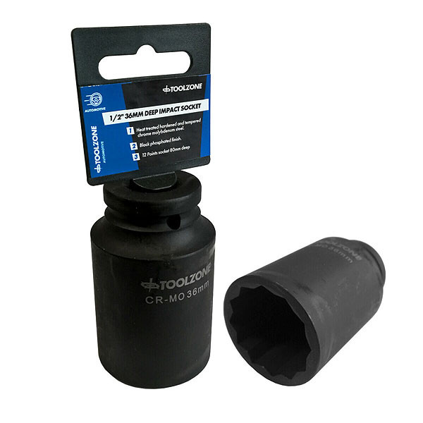 Toolzone 36mm 12 Point Deep Impact Socket - 1/2" - Wilco Direct