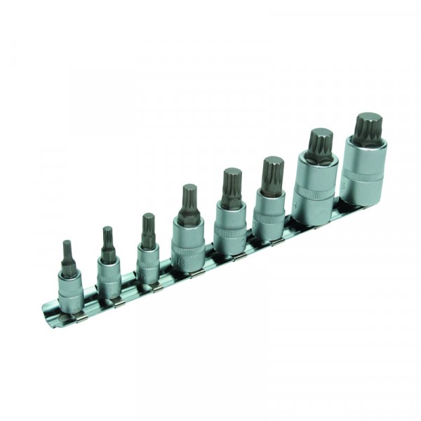Laser 1/4"D, 3/8"D and 1/2"D Spline Bit Set - 8 Piece - Wilco Direct