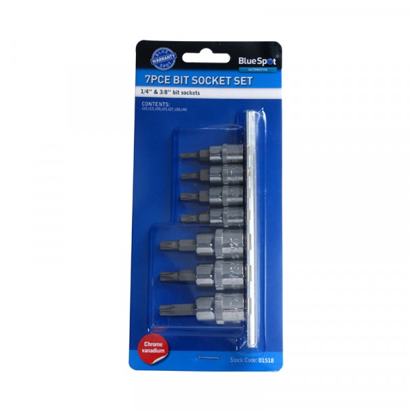Blue Spot 1/4"D & 3/8"D Torx Socket Set - 7 Piece - Wilco Direct