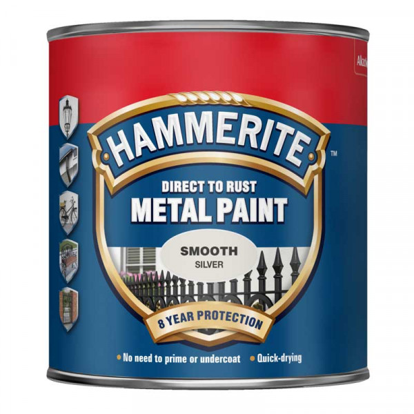 Hammerite Metal Paint - Smooth Silver - 750ml - Wilco Direct