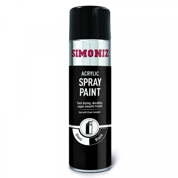 Simoniz Acrylic Spray Paint - Gloss Black - 500ml - Wilco Direct