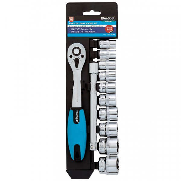 Blue Spot 3/8" Ratchet & Socket Set - 12 Piece - Wilco Direct